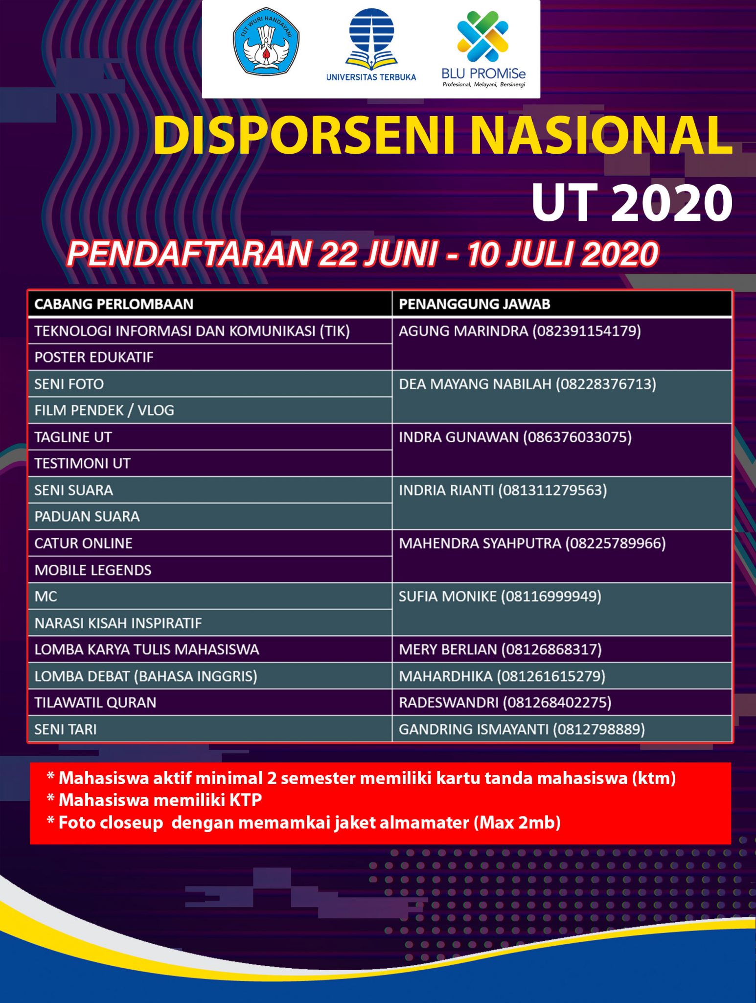 Informasi Mahasiswa : Disporseni Nasional UT 2020 – UNIVERSITAS TERBUKA | UT – Pekanbaru