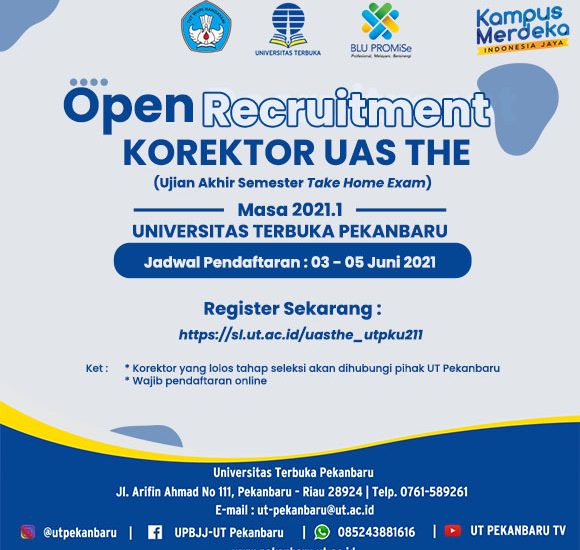 Open Recruitment Korektor UAS THE (Take Home Exam) Masa 2021.1 UT ...